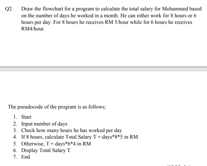 Solved Q2. Draw the flowchart for a program to calculate the | Chegg.com