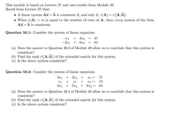 Solved This module is based on Lecture 27 and uses results | Chegg.com