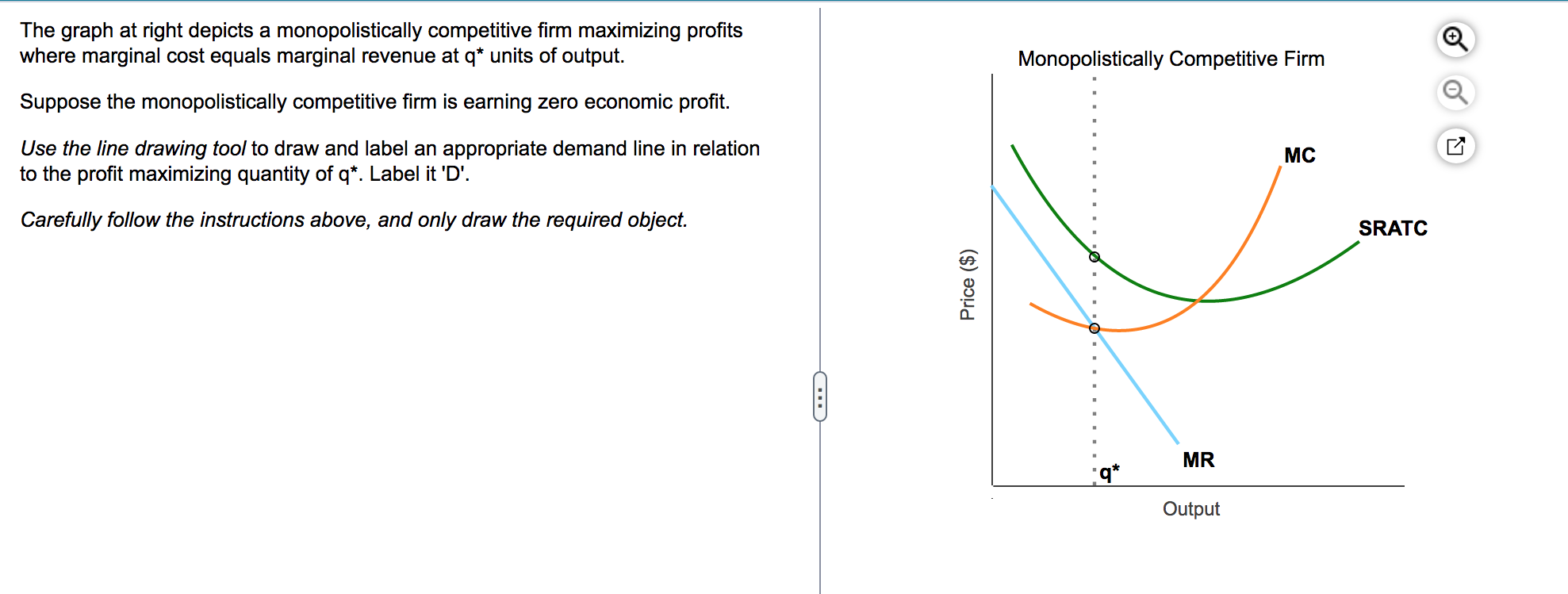 Solved The graph at right depicts a monopolistically | Chegg.com