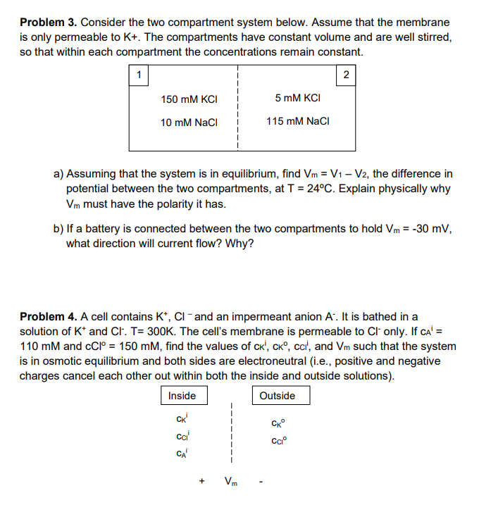 Problem 3. Consider the two compartment system below. | Chegg.com