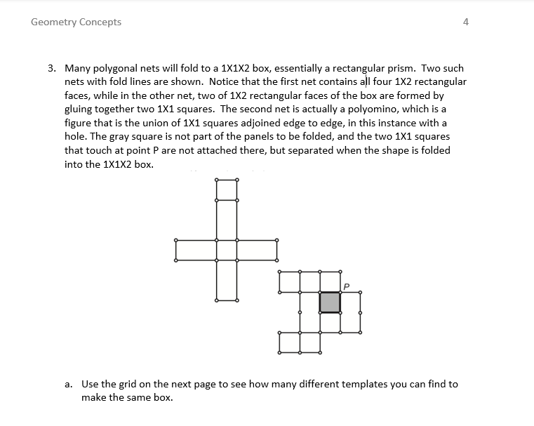 Solved 3. Many polygonal nets will fold to a 1×1×2 box, | Chegg.com