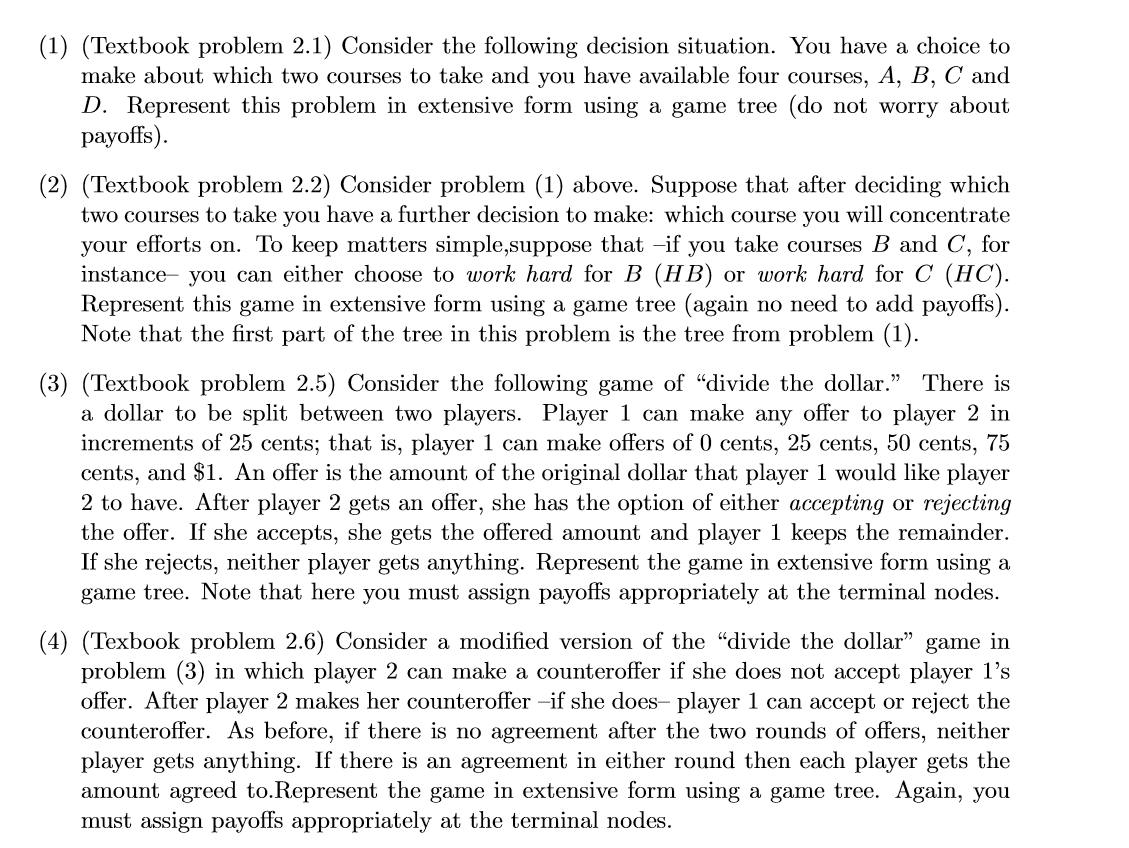 (1) (Textbook problem 2.1) Consider the following | Chegg.com