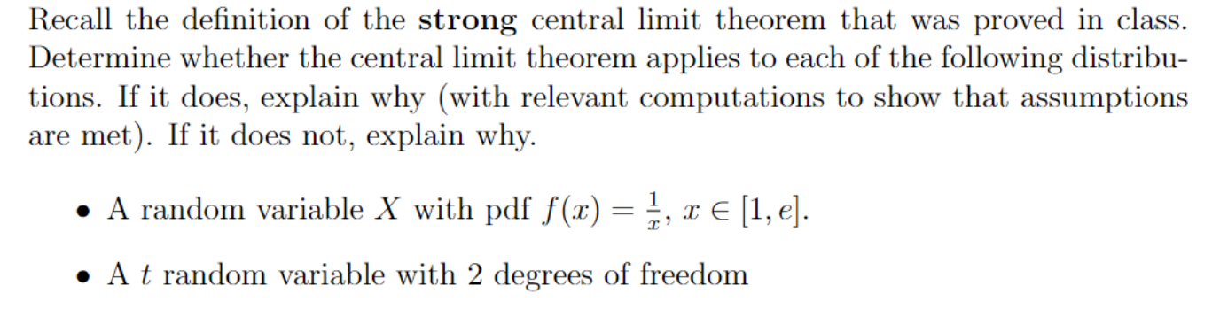 Solved Recall the definition of the strong central limit | Chegg.com