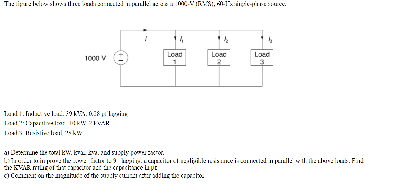 Solved The figure below shows three loads connected in | Chegg.com