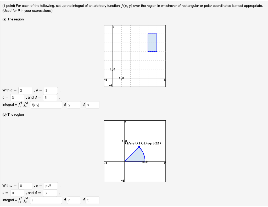 (1 point) For each of the following, set up the | Chegg.com