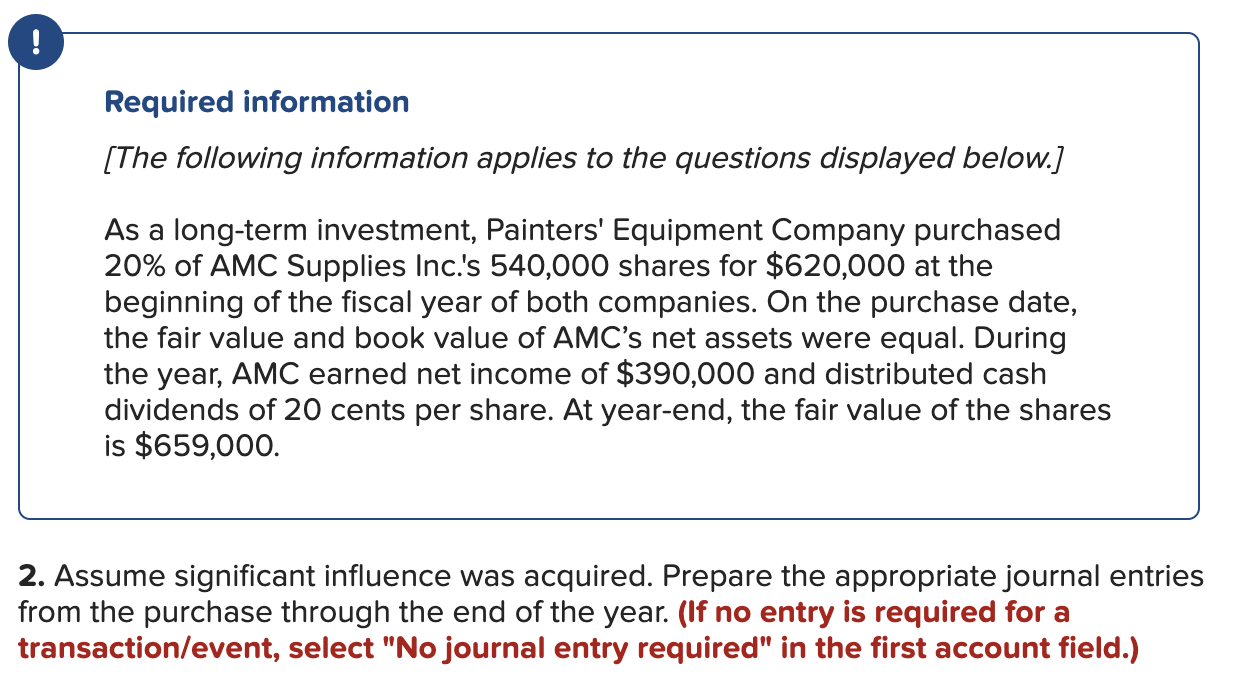 Solved Required Journal Entries: Record the purchase of AMC | Chegg.com