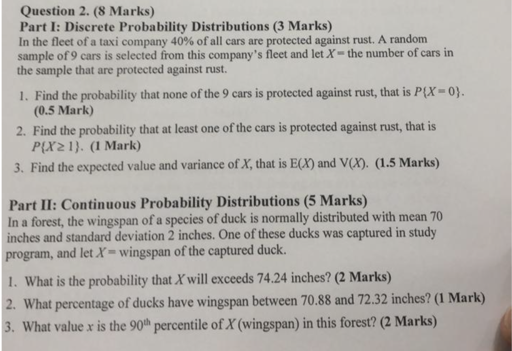 Solved Question 2. (8 Marks) Part I: Discrete Probability | Chegg.com Solved Question 2. (8 Marks) Part I: Discrete Probability | Chegg.com