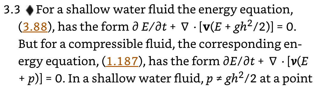 3.3 For a shallow water fluid the energy equation, | Chegg.com