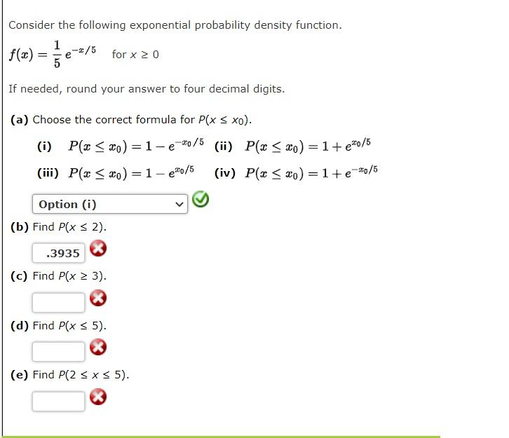 Solved Consider the following exponential probability | Chegg.com
