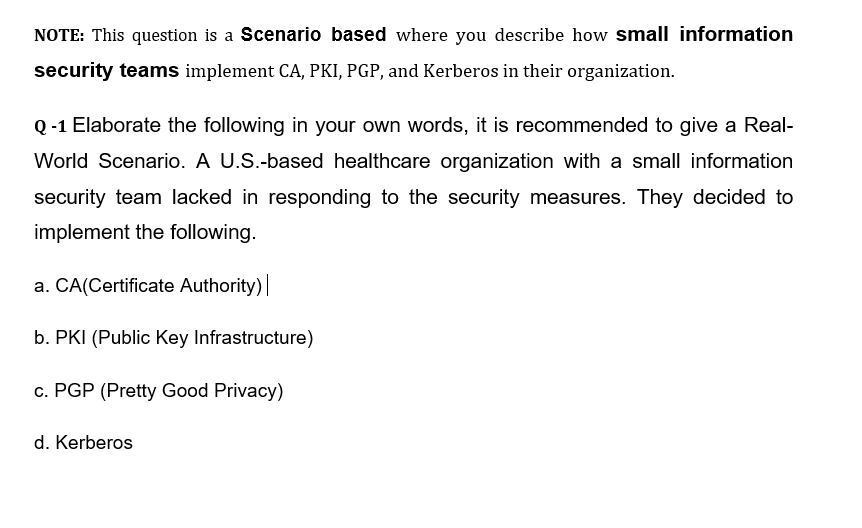 Solved NOTE: This question is a Scenario based where you | Chegg.com