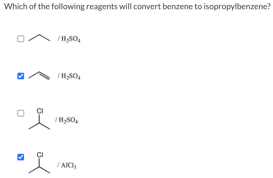 Solved Which of the following reagents will convert benzene | Chegg.com