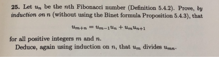 Solved 25. Let un be the nth Fibonacci number (Definition | Chegg.com