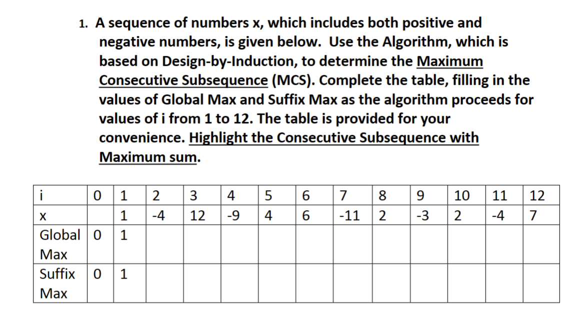Solved 1. A sequence of numbers x, which includes both | Chegg.com