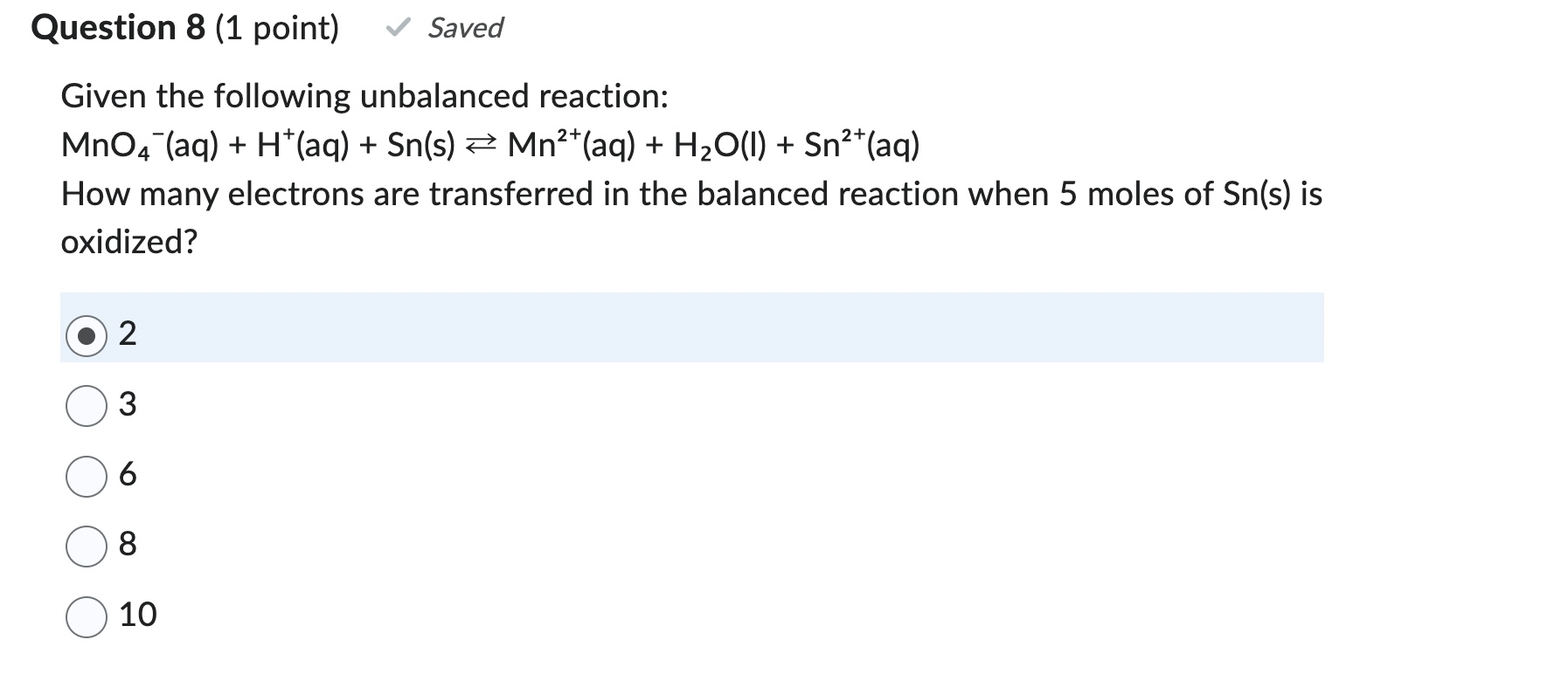 Solved Given the following unbalanced reaction: | Chegg.com