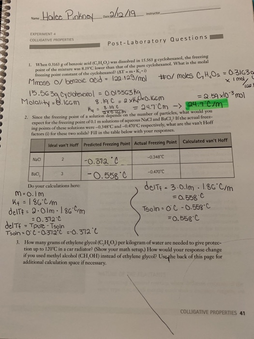 Colligative Properties Lab