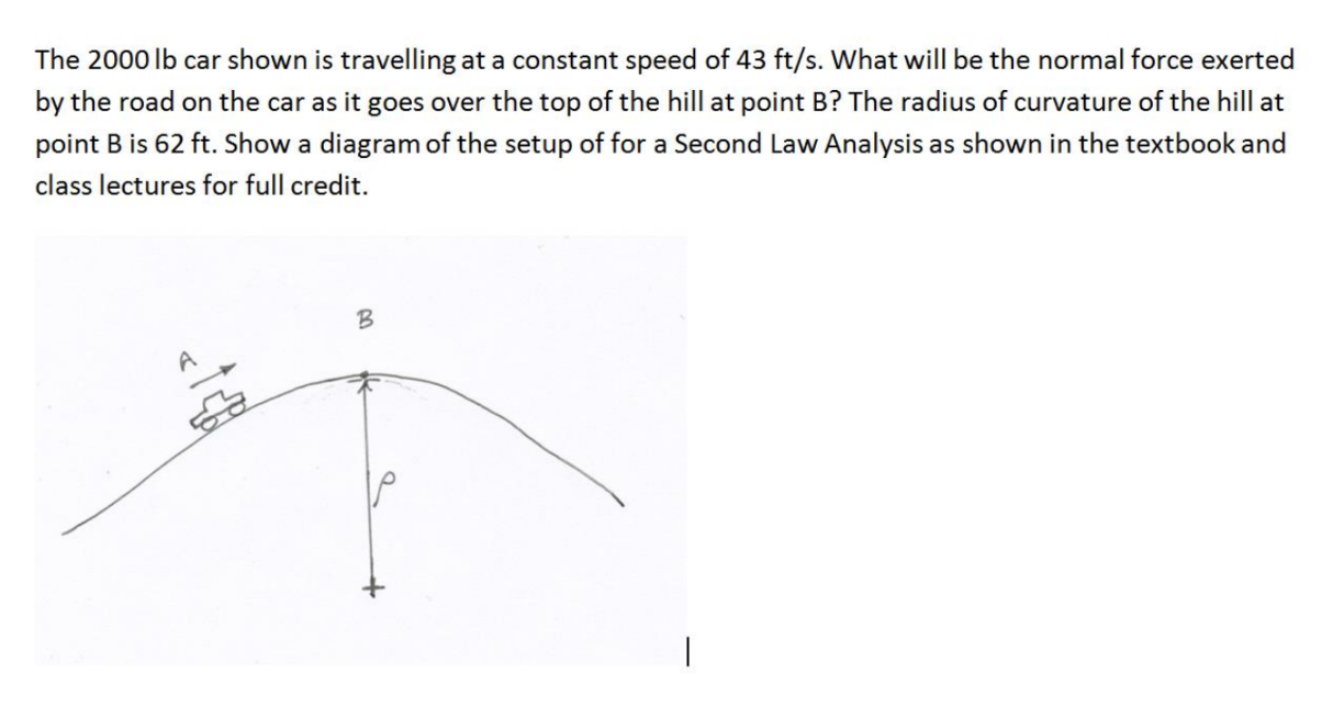 Solved The 2000lb car shown is travelling at a constant | Chegg.com