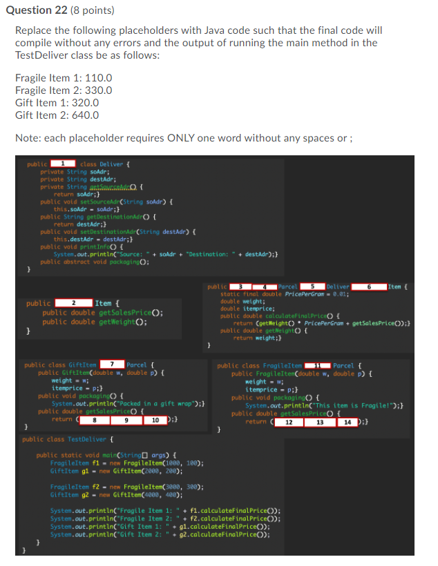 Solved Question 22 (8 points) Replace the following | Chegg.com