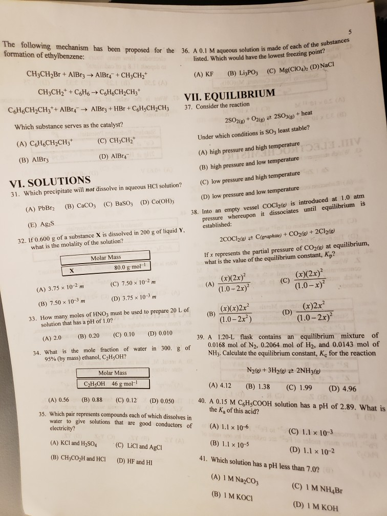 Solved The following mechanism formation of ethylbenzene: | Chegg.com