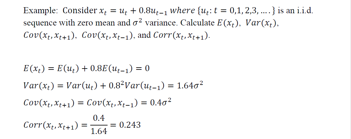 Solved Example: Consider xt=ut+0.8ut−1 where | Chegg.com