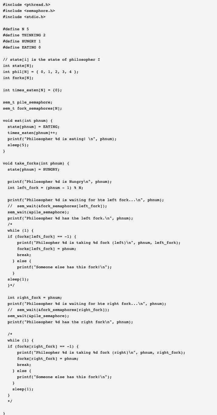 Solved Implementing the Dining Philosopher's problem, | Chegg.com