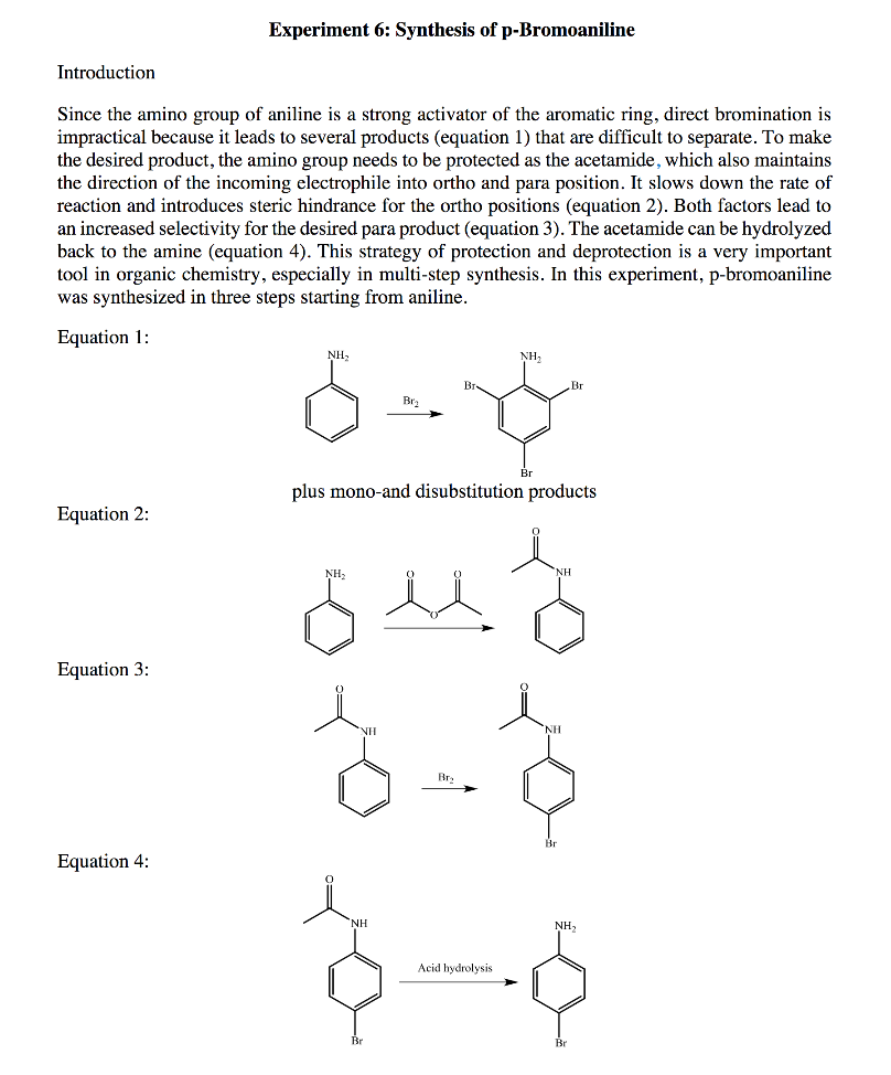 Solved Experiment 6: Synthesis of p-Bromoaniline | Chegg.com