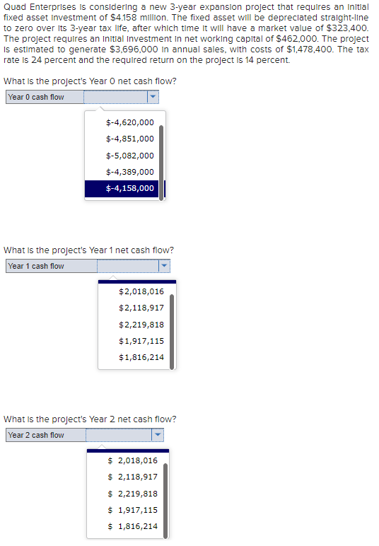 Solved Quad Enterprises is considering a new 3-year | Chegg.com