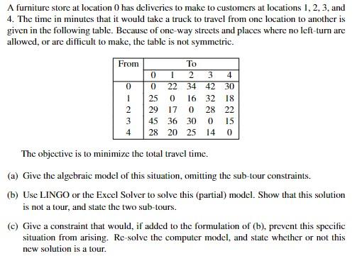 Solved Please use LINGO to solve part c. The answer for b is | Chegg.com