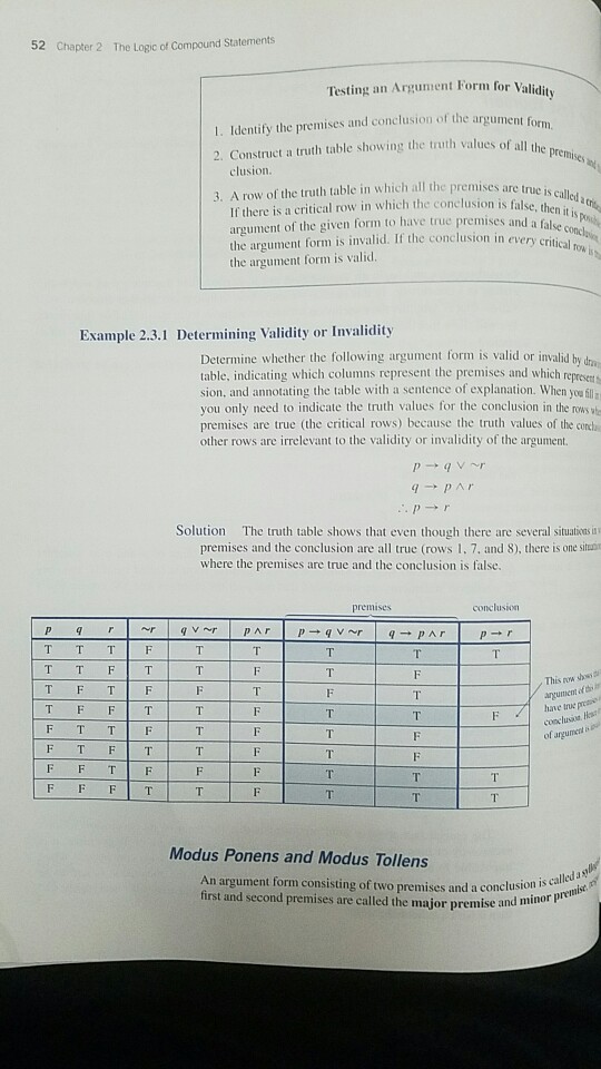Solved 10. Use the valid argument forms in Table 2.3.1 to | Chegg.com
