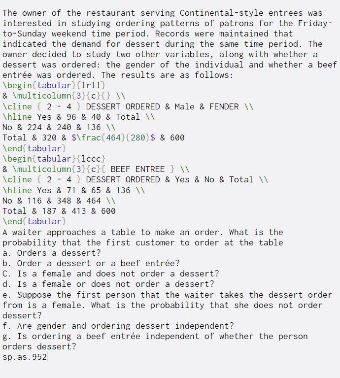 Solved The owner of the restaurant serving Continental-style | Chegg.com