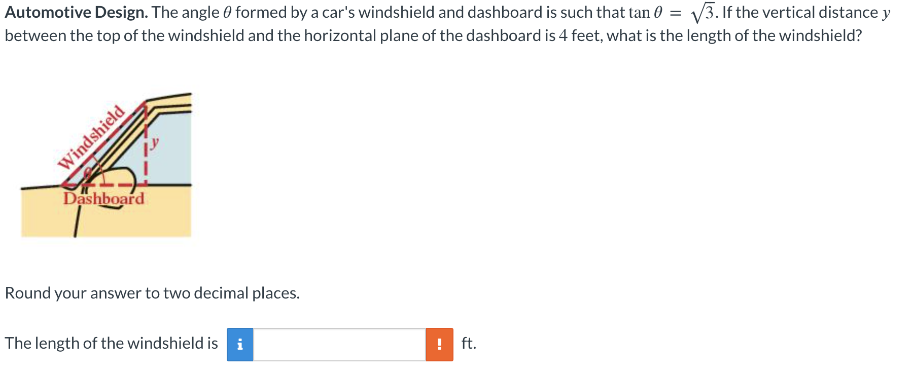 Solved Automotive Design. The angle θ formed by a car's | Chegg.com