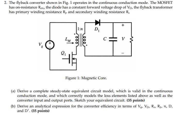 2. The flyback converter shown in Fig. 1 operates in | Chegg.com