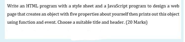 Solved Write an HTML program with a style sheet and a | Chegg.com