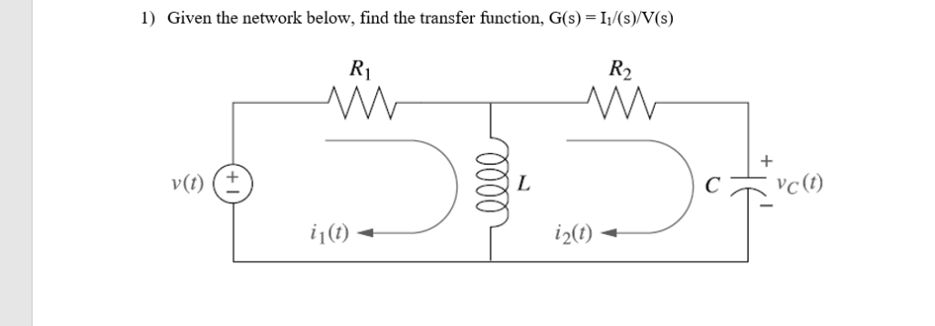 Solved 1) Given the network below, find the transfer | Chegg.com