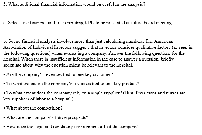 Solved 5. What additional financial information would be | Chegg.com