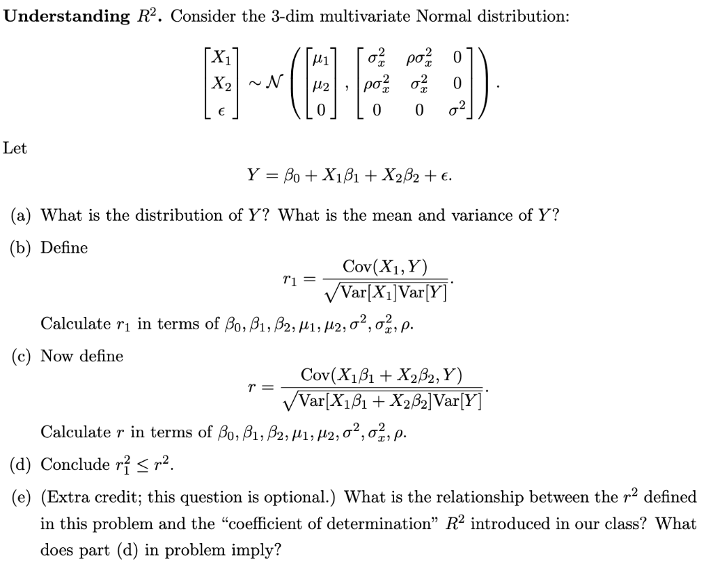 Understanding R2. Consider the 3 -dim multivariate | Chegg.com