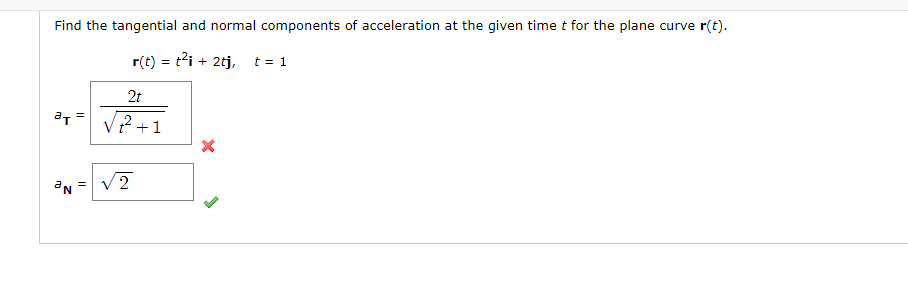Solved Find the tangential and normal components of | Chegg.com