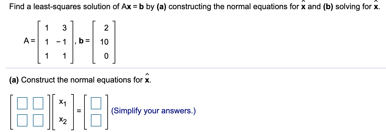 Solved Find a least-squares solution of Ax = b by (a) | Chegg.com