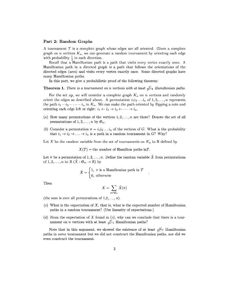 The Probabilistic Method Extra Credit (2 points on | Chegg.com