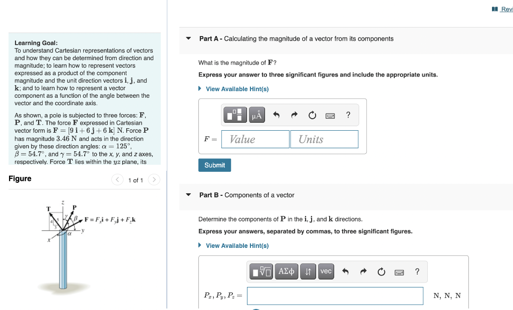 Solved Figure 1 of 1 Part B - Components of a vector | Chegg.com