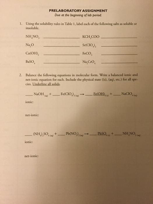 Solved PRELABORATORY ASSIGNMENT Due at the beginning of lab | Chegg.com
