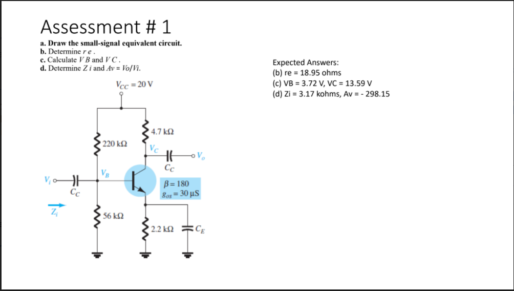 Solved Assessment #1 a. Draw the small-signal equivalent | Chegg.com
