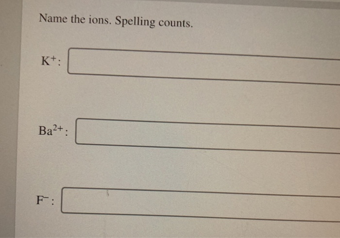 Solved Name the ions. Spelling counts. Ba2+. FT: | Chegg.com