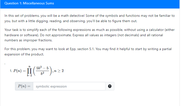 Solved In this set of problems, you will be a math | Chegg.com