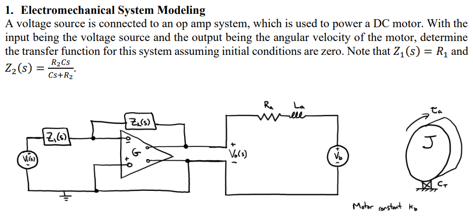 Solved 1. Electromechanical System Modeling A voltage source | Chegg.com