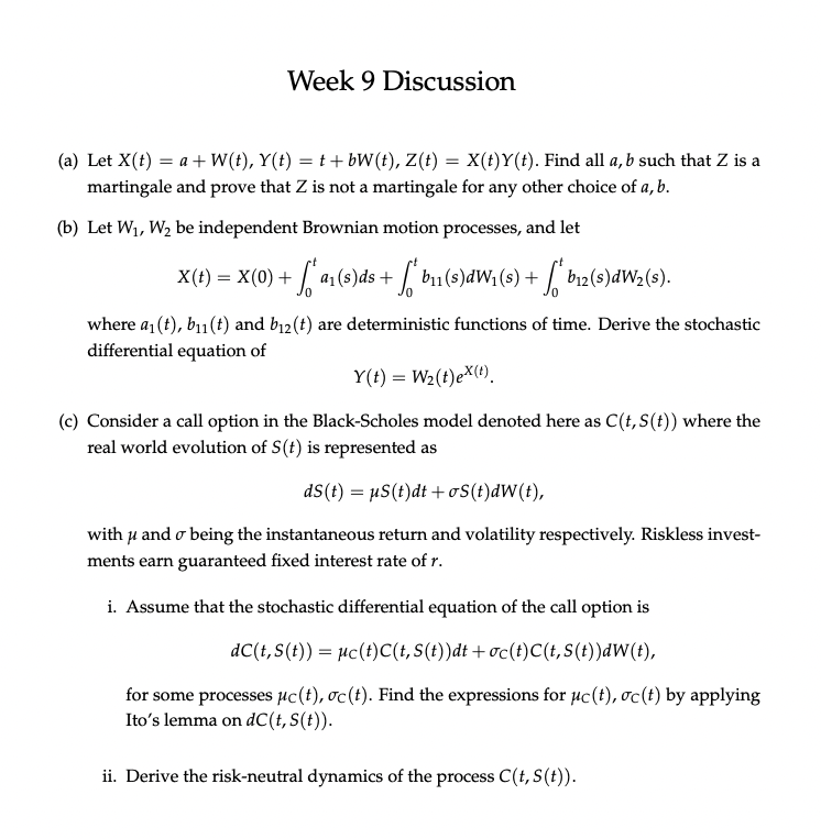 Solved Week 9 Discussion (a) Let | Chegg.com