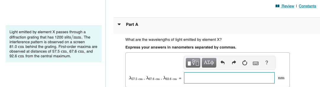 Solved Light emitted by element X passes through a | Chegg.com