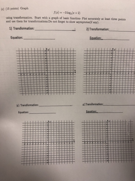 Solved (c) (15 points) Graph f(x)--3log2(x +2) using | Chegg.com