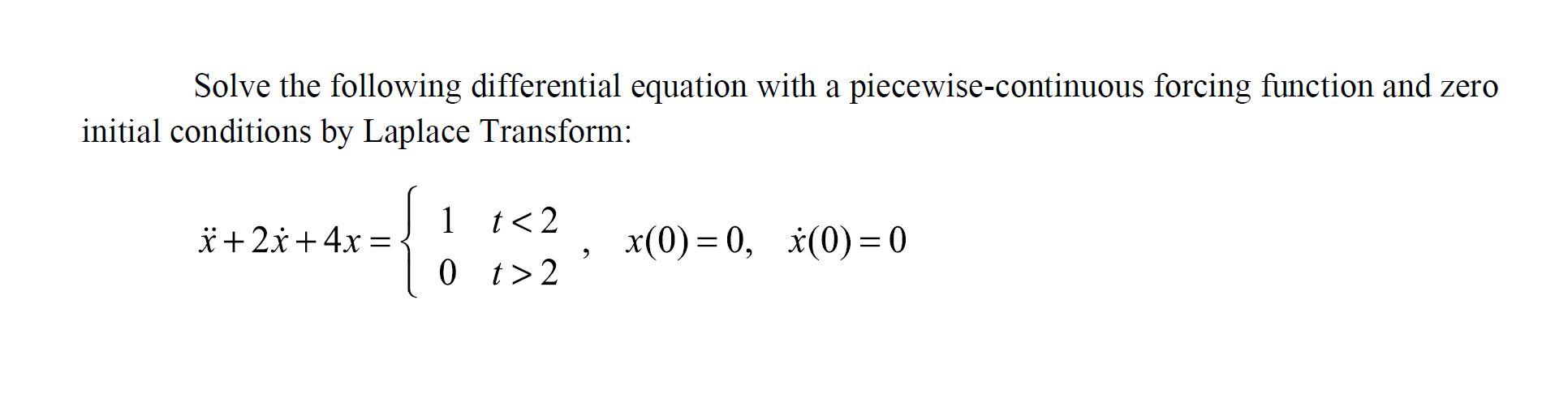 Solved Solve the following differential equation with a | Chegg.com