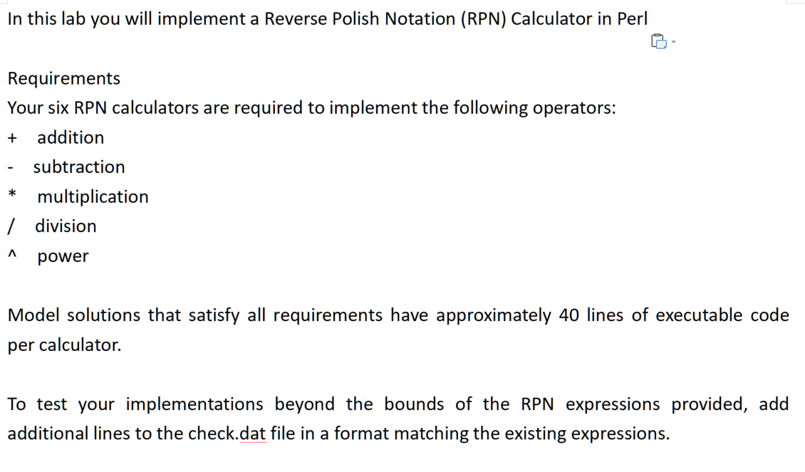 Solved In this lab you will implement a Reverse Polish | Chegg.com