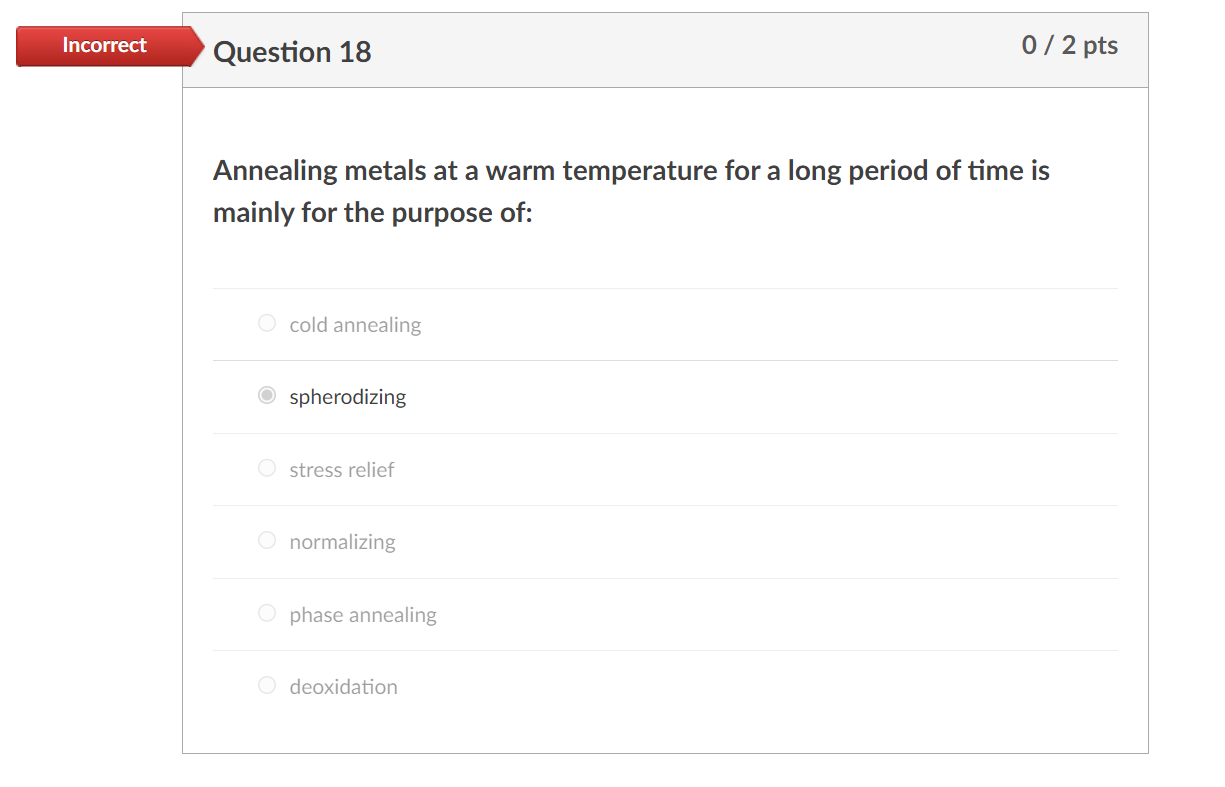 Solved Annealing metals at a warm temperature for a long | Chegg.com